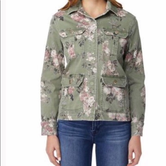 Kensie | Jackets & Coats | Kensie Floral Print Denim Utility Jacket ...
